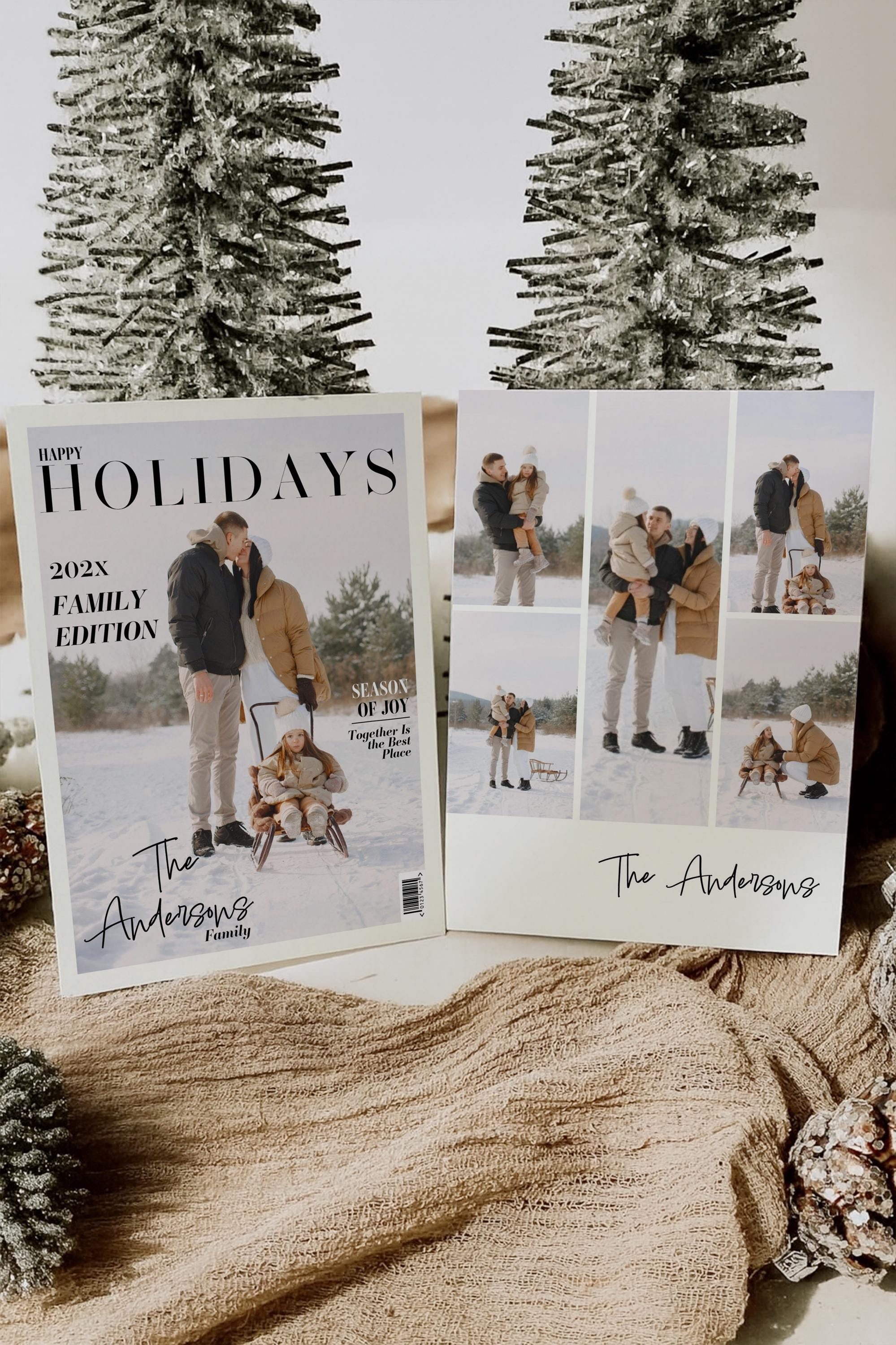 Holiday Photo Card Magazine Style, Custom Family Christmas Card, Modern ...