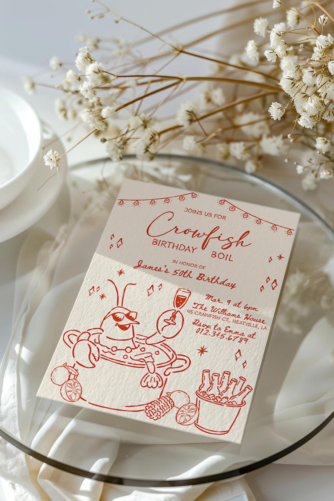 Crawfish Boil Birthday Invite, Crawfish Boil Invitation, Editable ...