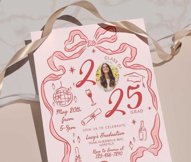 Hand Drawn Style Graduation Invitation Template, Senior Graduation ...