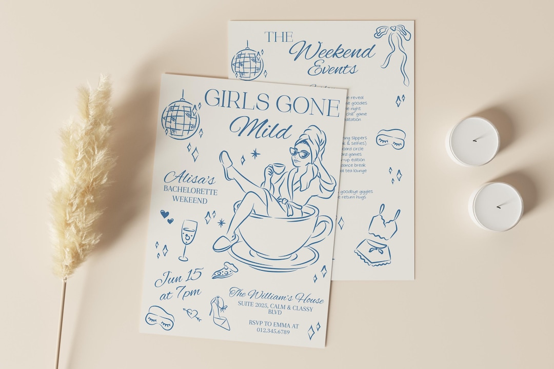 Gone Mild Bachelorette Itinerary Invitation, Slumber Party Bachelorette ...