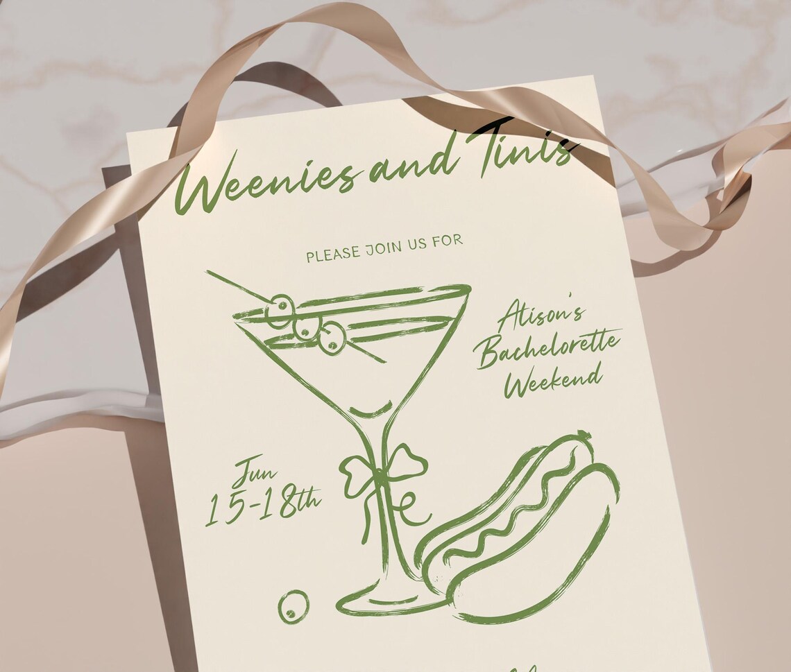 Weenies and Tinis Party Invitation Template, Instant Download ...