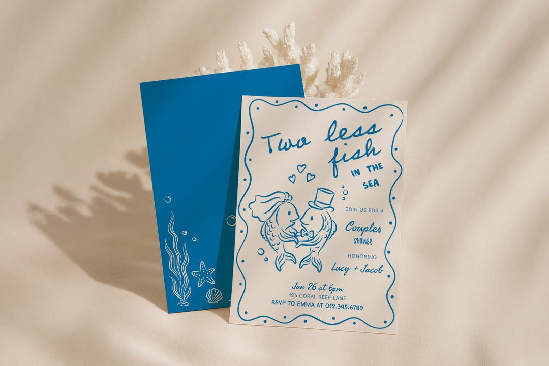 Two Less Fish in the Sea Bridal Shower Invitation Template, Fishing ...