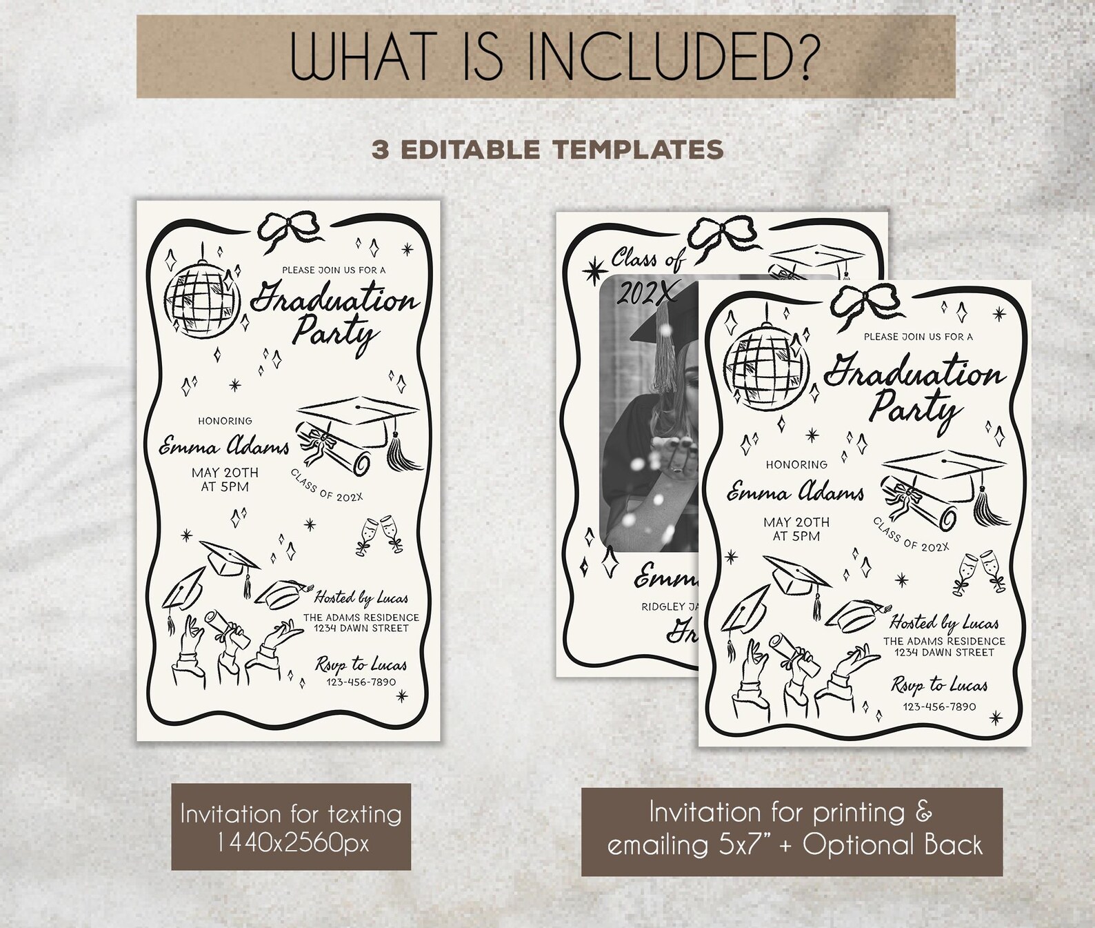 Doodle Style Graduation Invitation Template, Senior Graduation ...