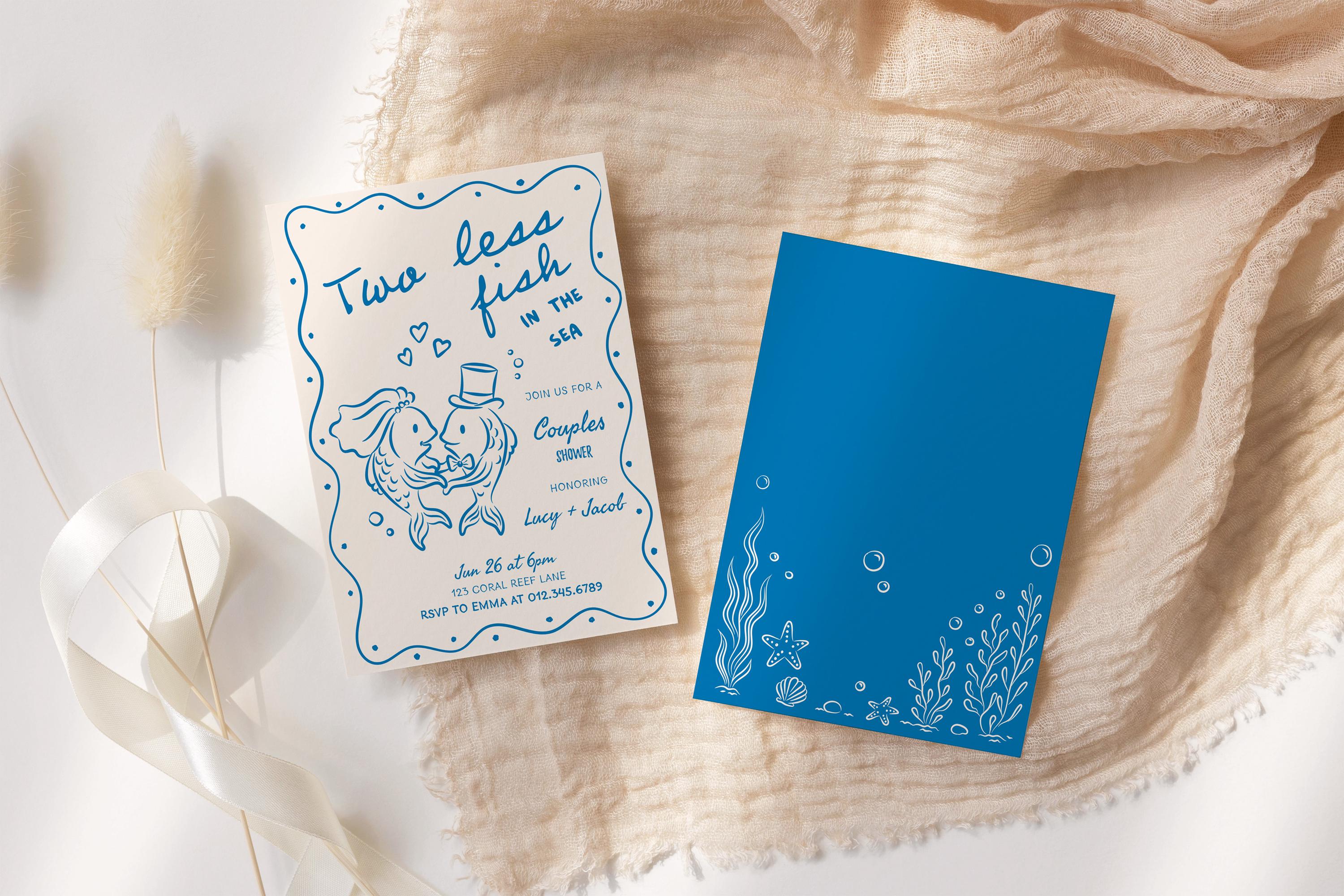 Two Less Fish in the Sea Bridal Shower Invitation Template, Fishing ...