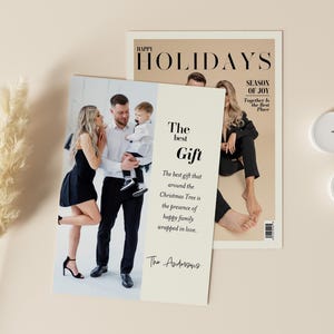 Holiday Photo Card Magazine Style, Custom Family Christmas Card, Modern ...