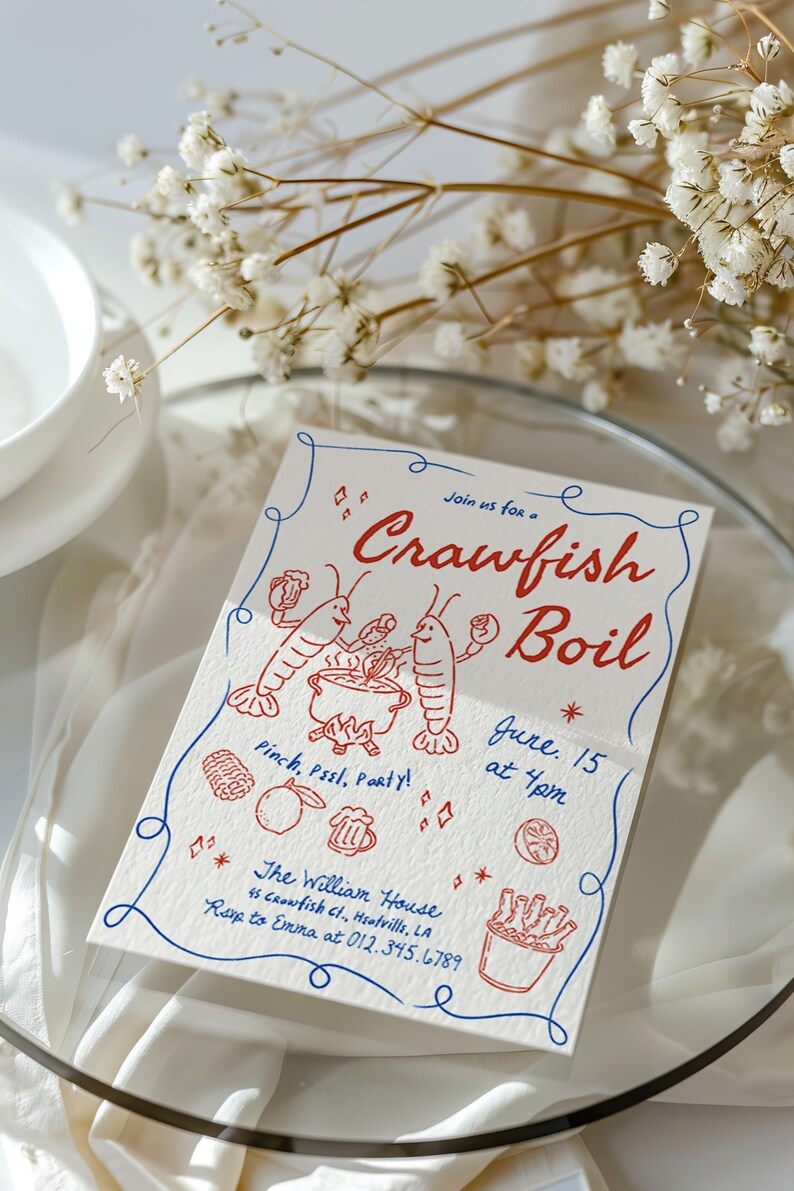 Crawfish Boil Invitation, Any Occasion, Birthday, Mudbugs and Beer ...