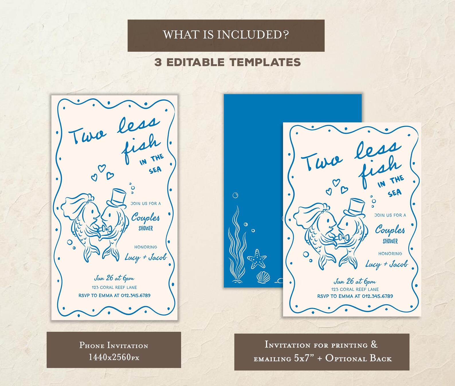 Two Less Fish in the Sea Bridal Shower Invitation Template, Fishing ...