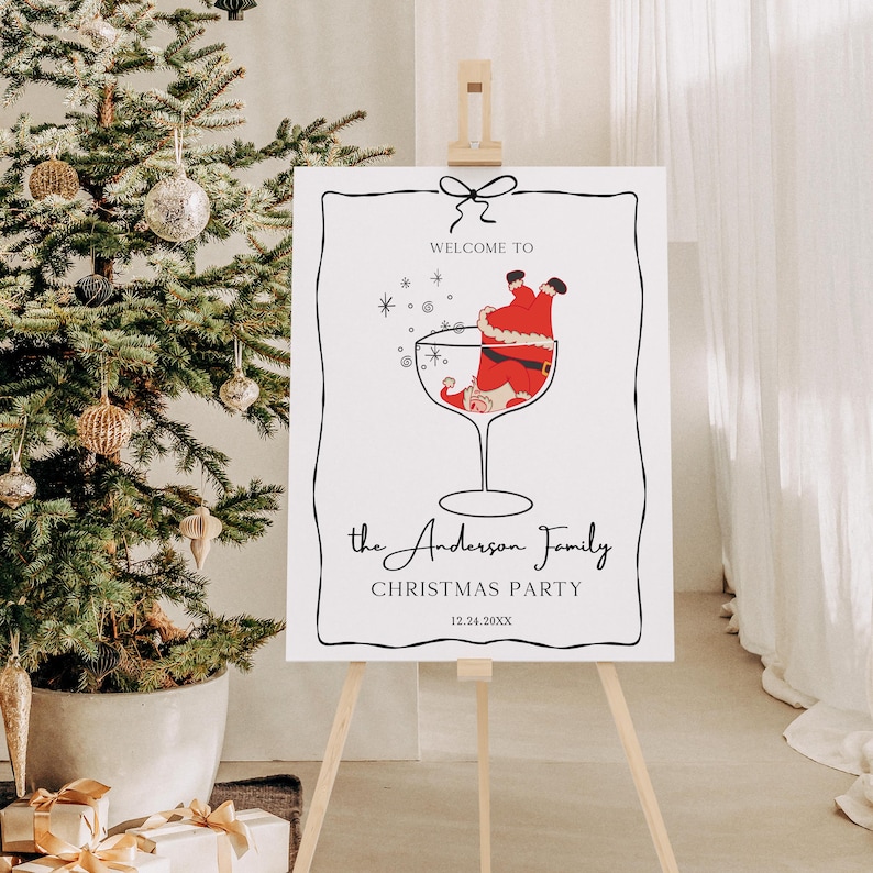 Editable Holiday Bar Sign, Christmas Bar Menu Template, Funny Santa ...