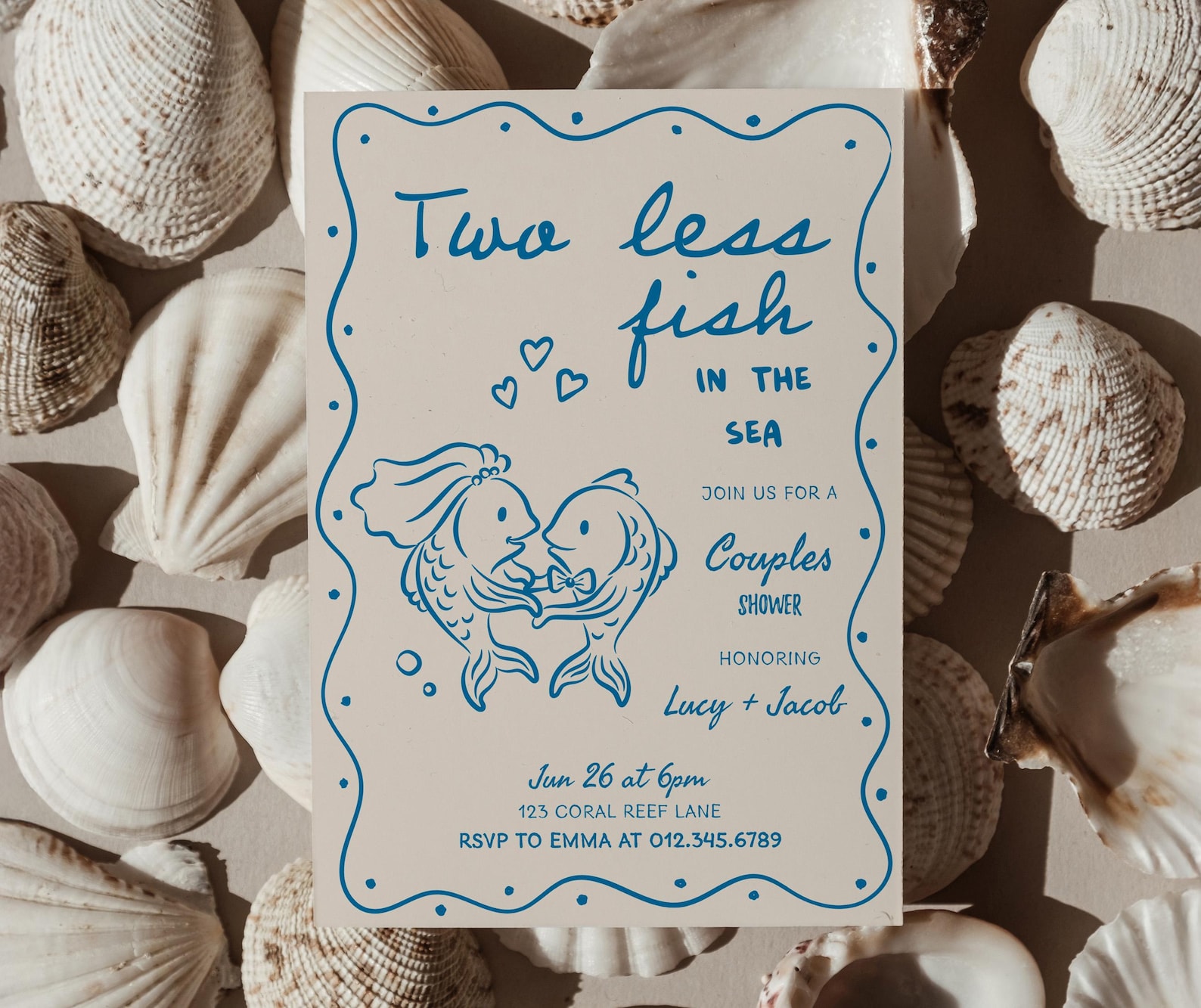 Two Less Fish in the Sea Bridal Shower Invitation Template, Fishing ...
