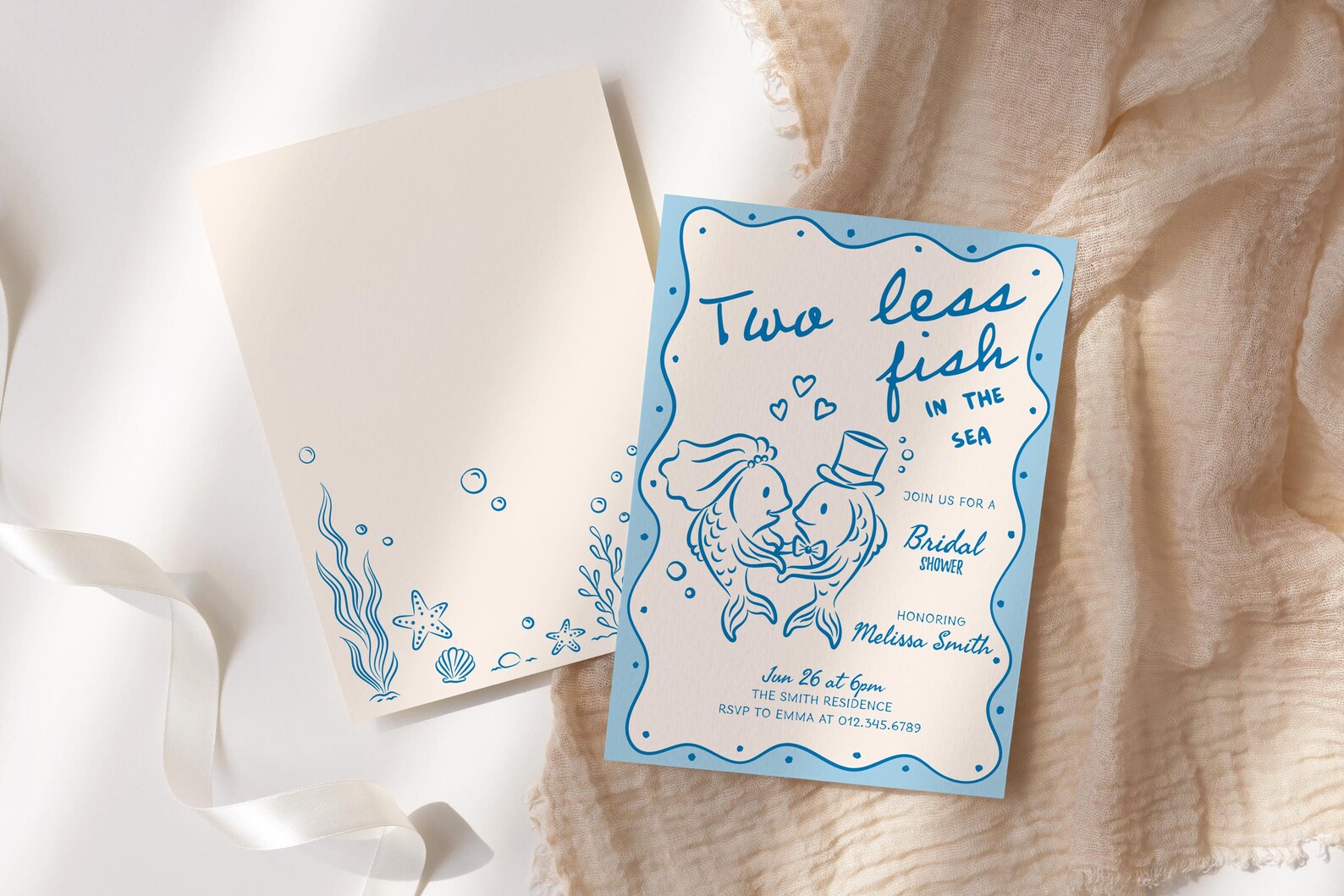 Two Less Fish in the Sea Bridal Shower Invitation Template, Fishing ...