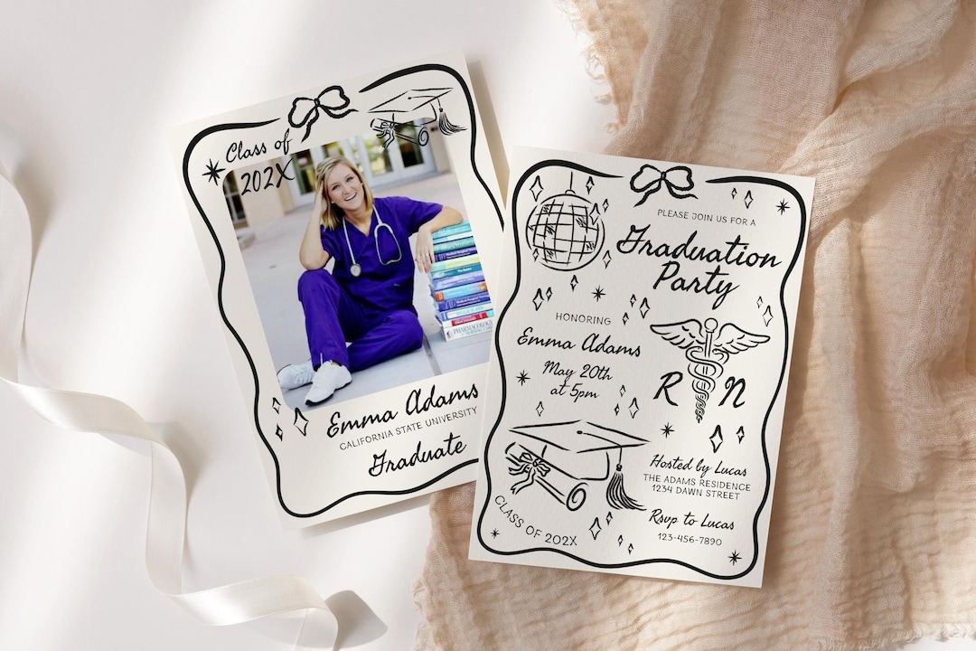 Editable Nurse Graduation Invitation, BSN Nursing School Graduation ...