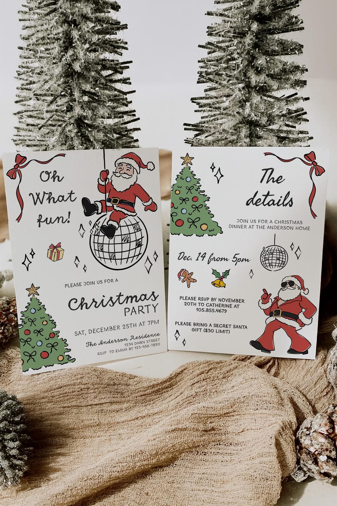 Oh What Fun Christmas Friendsmas Invitation, Santa Dance Party (digital ...