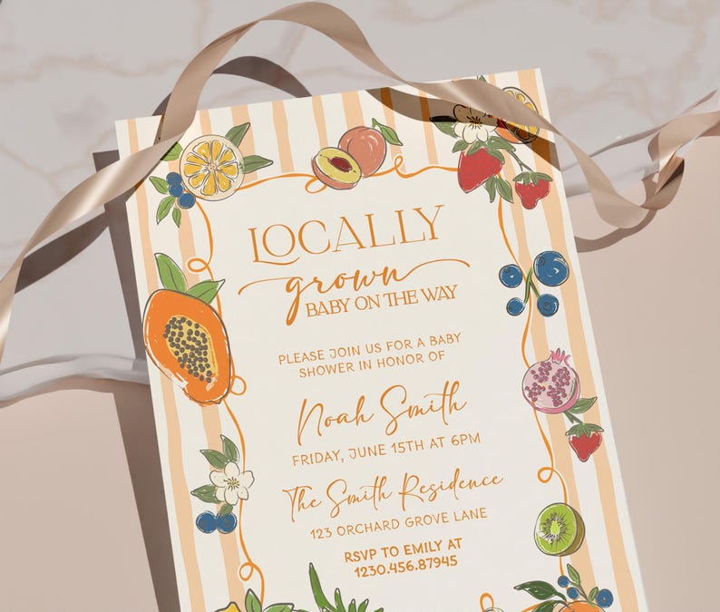 Locally Grown Baby Shower Invitation, Farmers Market Baby Shower Invite ...