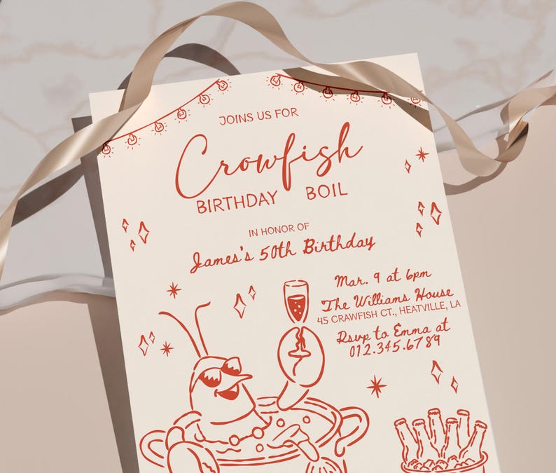 Crawfish Boil Birthday Invite, Crawfish Boil Invitation, Editable ...