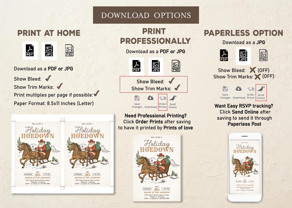 Western Christmas Party Invitation, Cowboy Holiday Invitation, Country ...