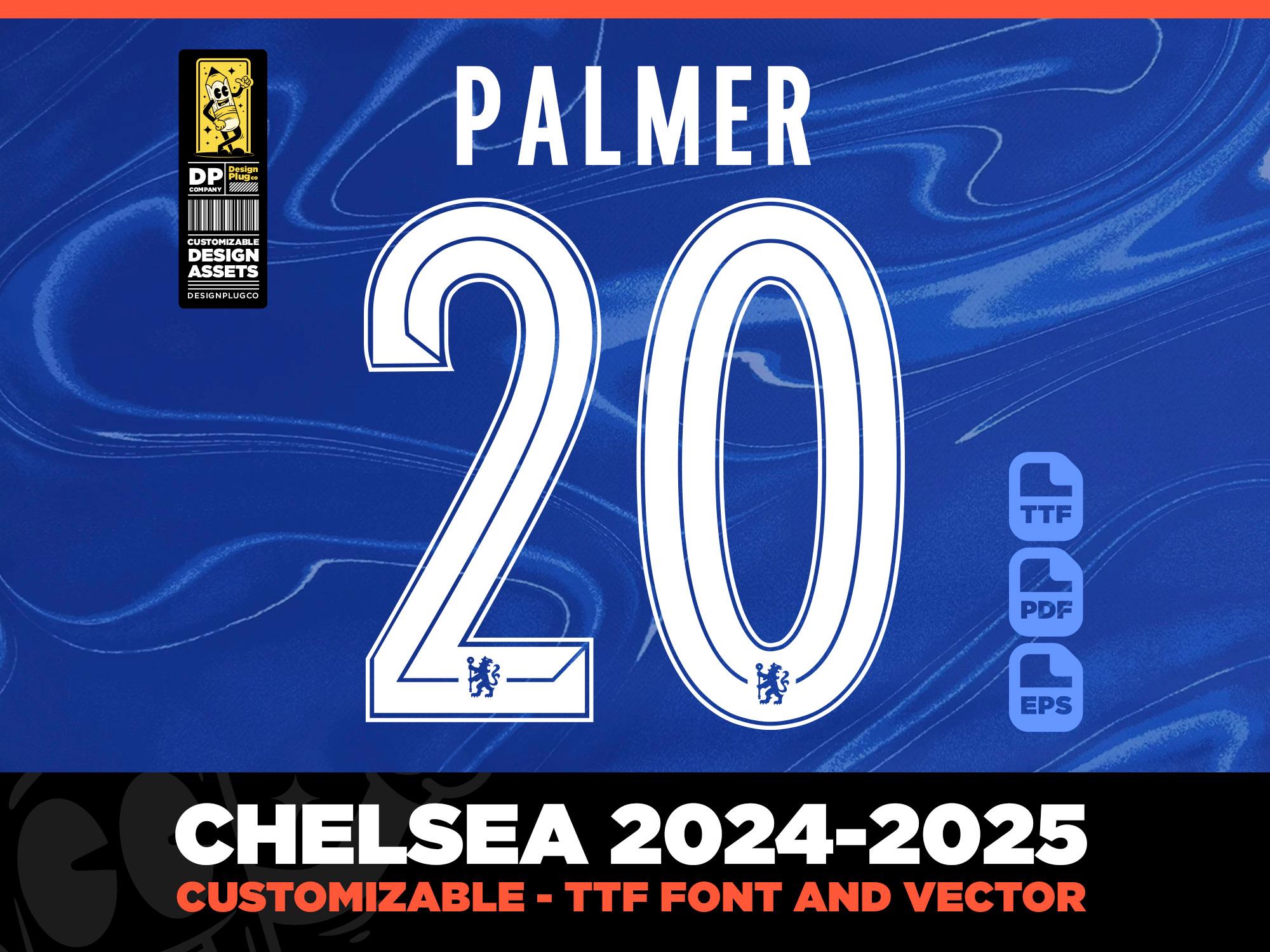 Chelsea FC, Jersey Font 24-25 Vector 2024 Ttf, Pdf, Svg, Cole Palmer ...