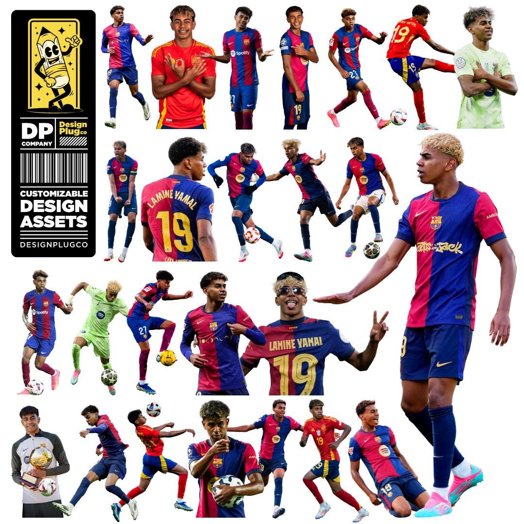 Lamine Yamal PNG Collection – Digital Yamal Stickers, Silhouettes, and ...