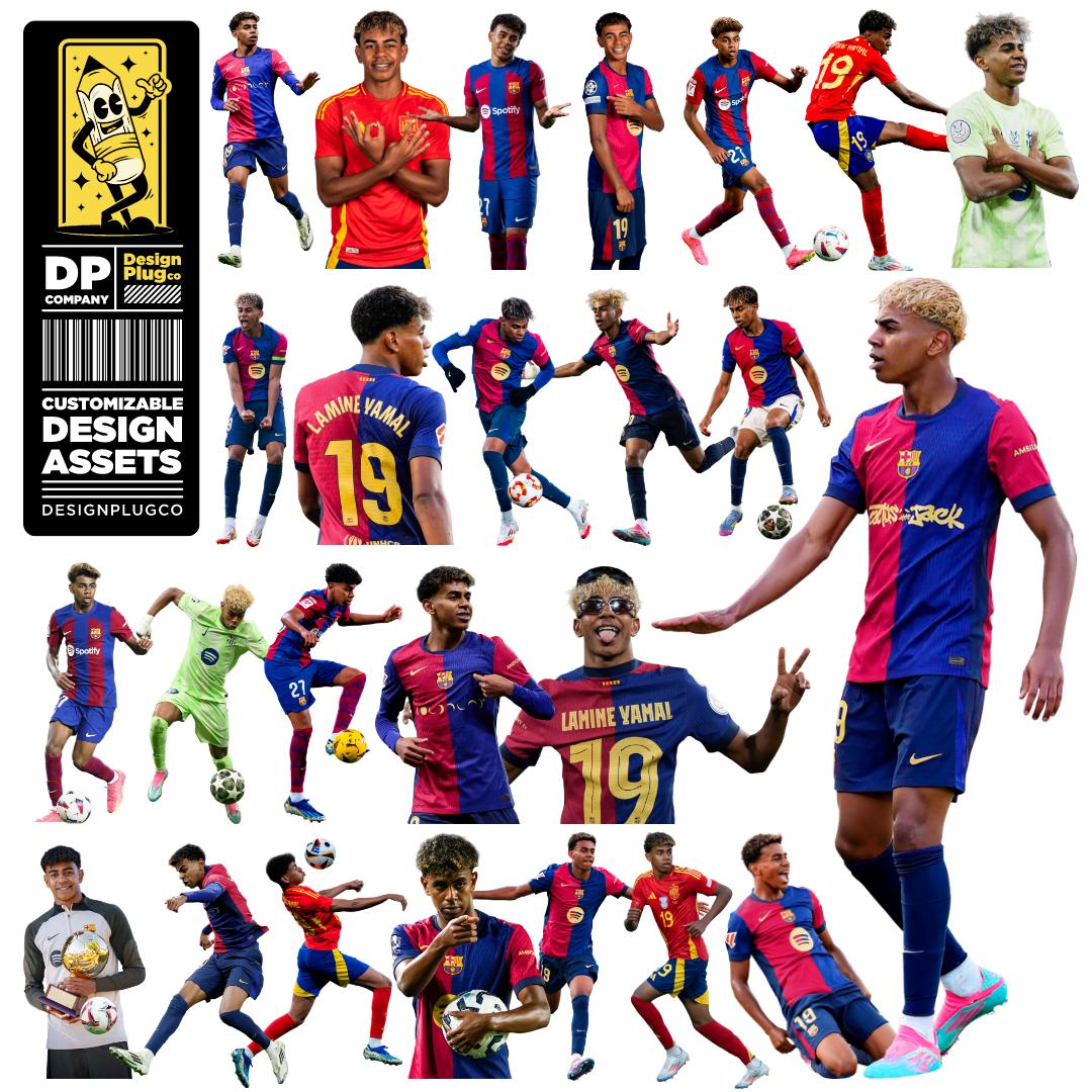 Lamine Yamal PNG Collection – Digital Yamal Stickers, Silhouettes, and ...