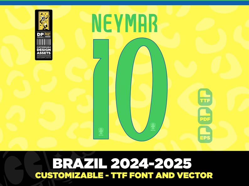 Brazil National Team, Font Jersey Vector 2024, Copa America, Pdf, Svg ...