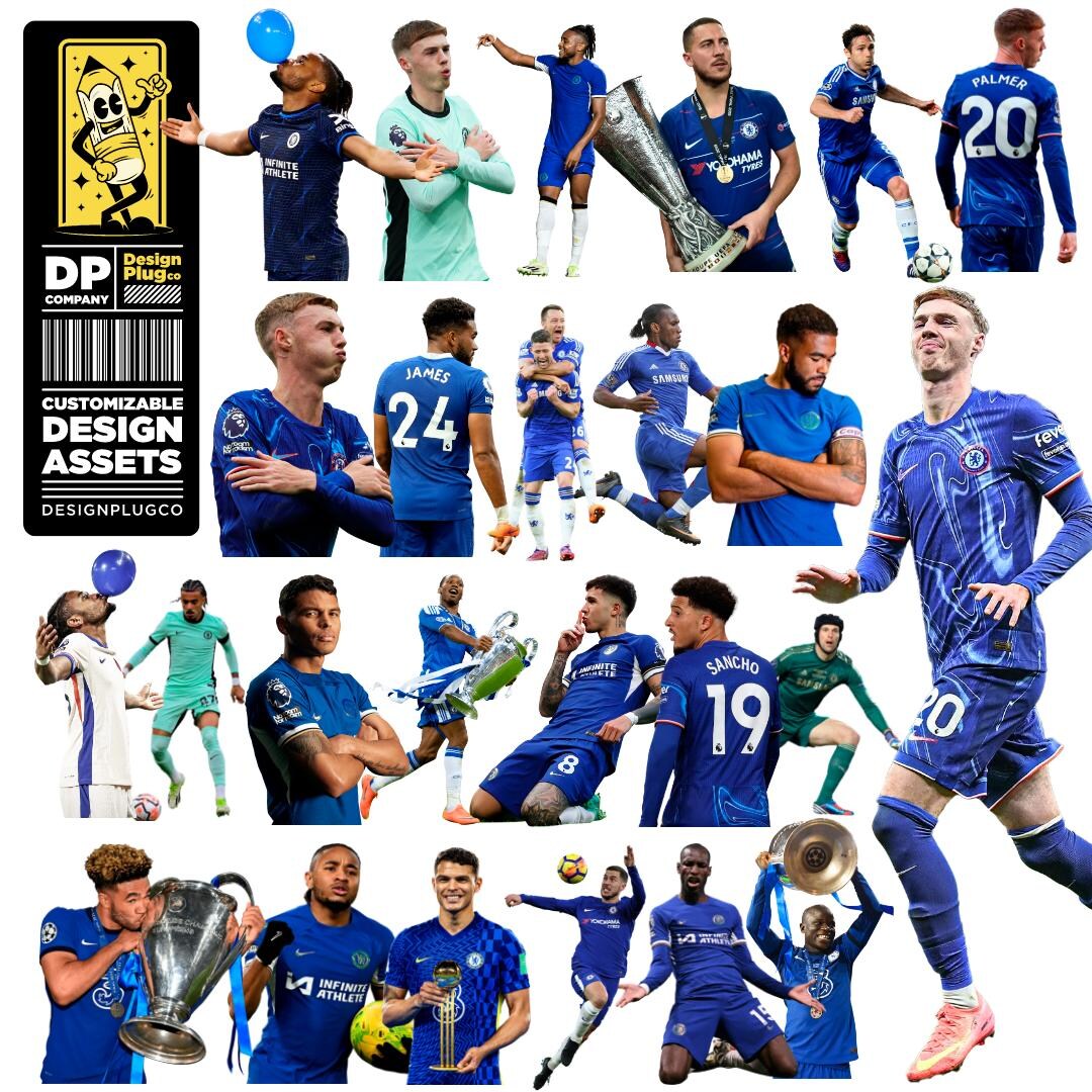 Chelsea FC PNG Collection Bundle – Digital Stickers, Silhouettes, and ...