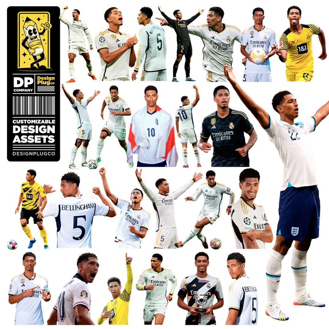 Jude Bellingham PNG Collection – Digital Stickers, Silhouettes, and ...