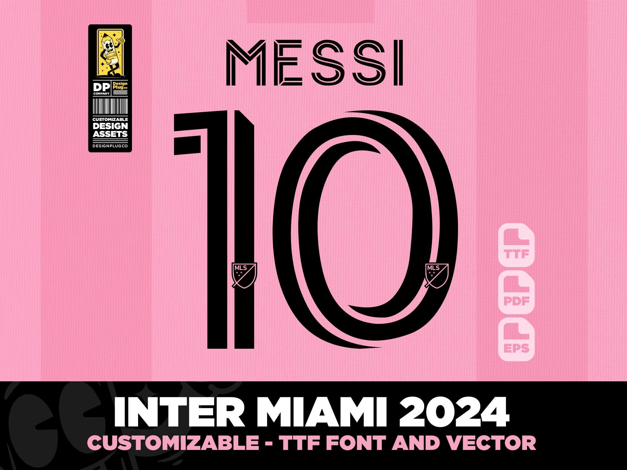 Inter Miami, Jersey Font 24-25 Vector 2024 Ttf, Pdf, Svg, Messi, Suarez ...