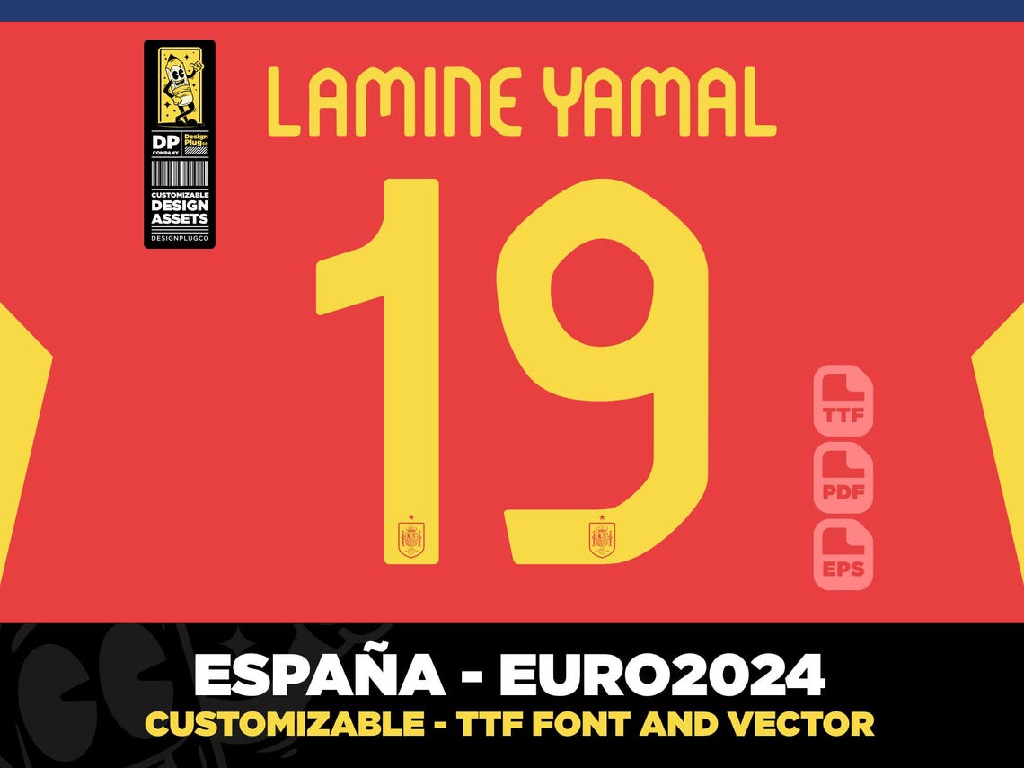 Spain Euro 2024 National Team Font Jersey, Vector Files, Pdf, Svg, Ttf ...