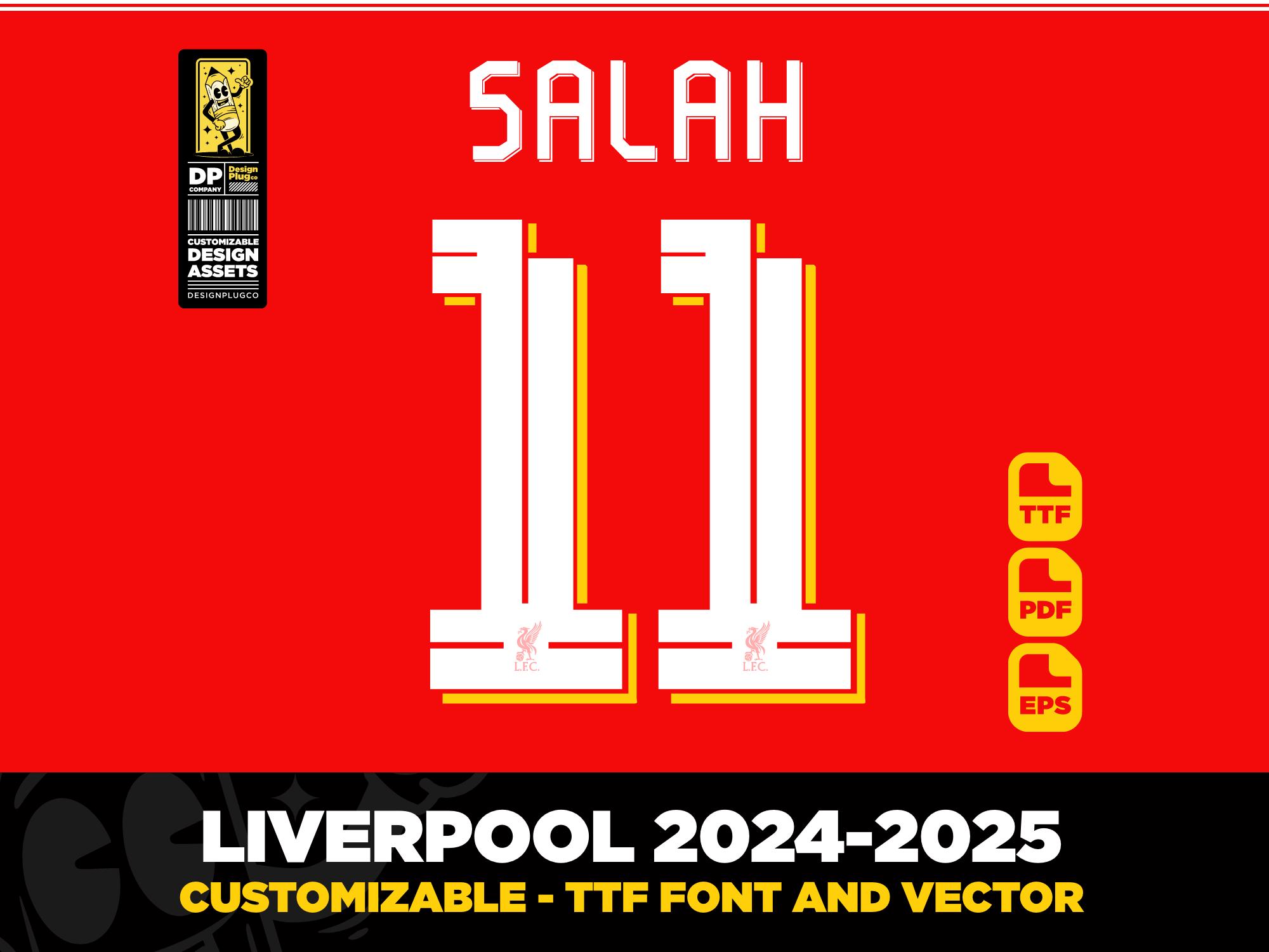 Liverpool FC Vector Font Jersey 24-25, 2024 Pdf, Svg, Ttf, Premier ...