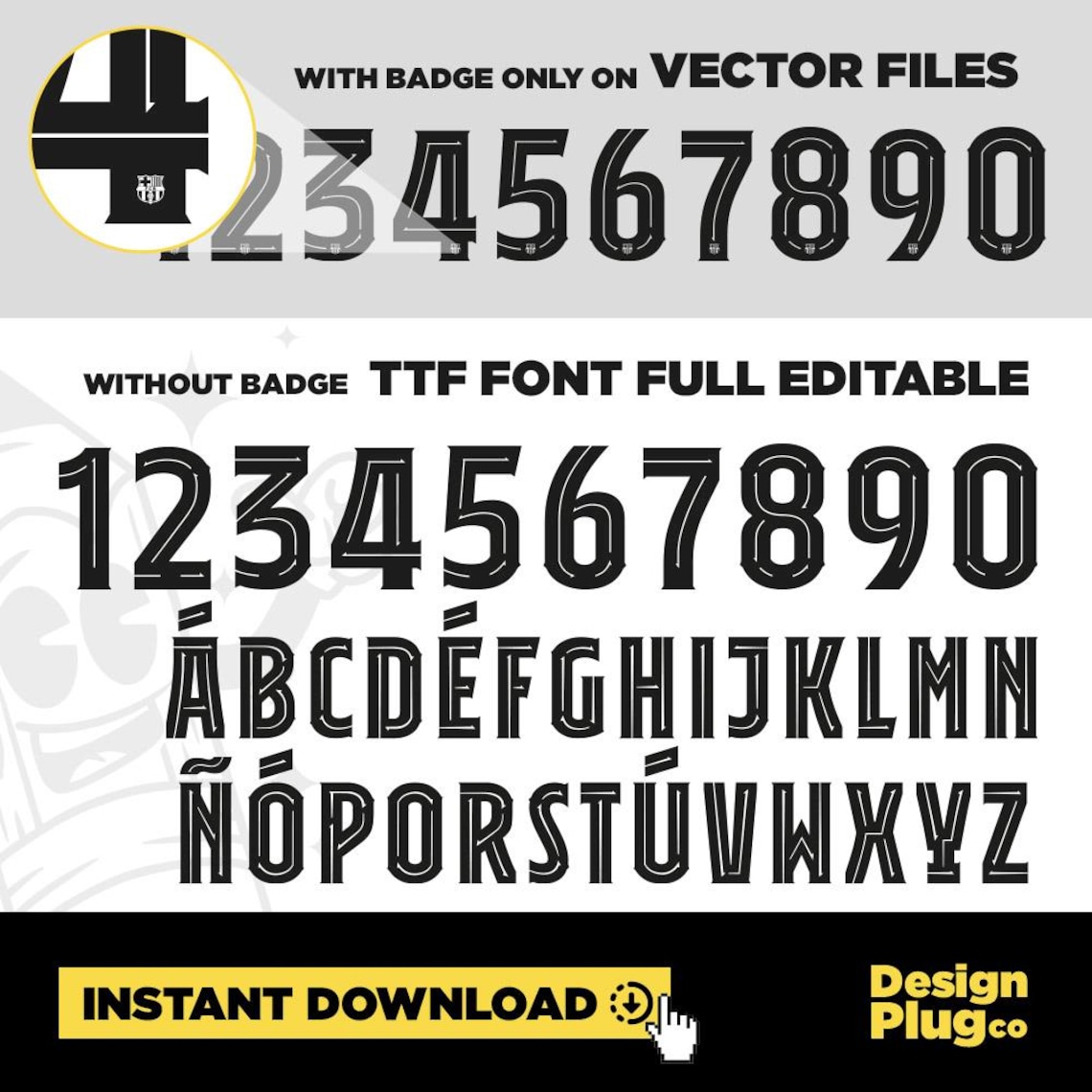 FC Barcelona, Jersey Font 24-25 Vector 2024 Ttf, Pdf, Svg, Lewandowski ...