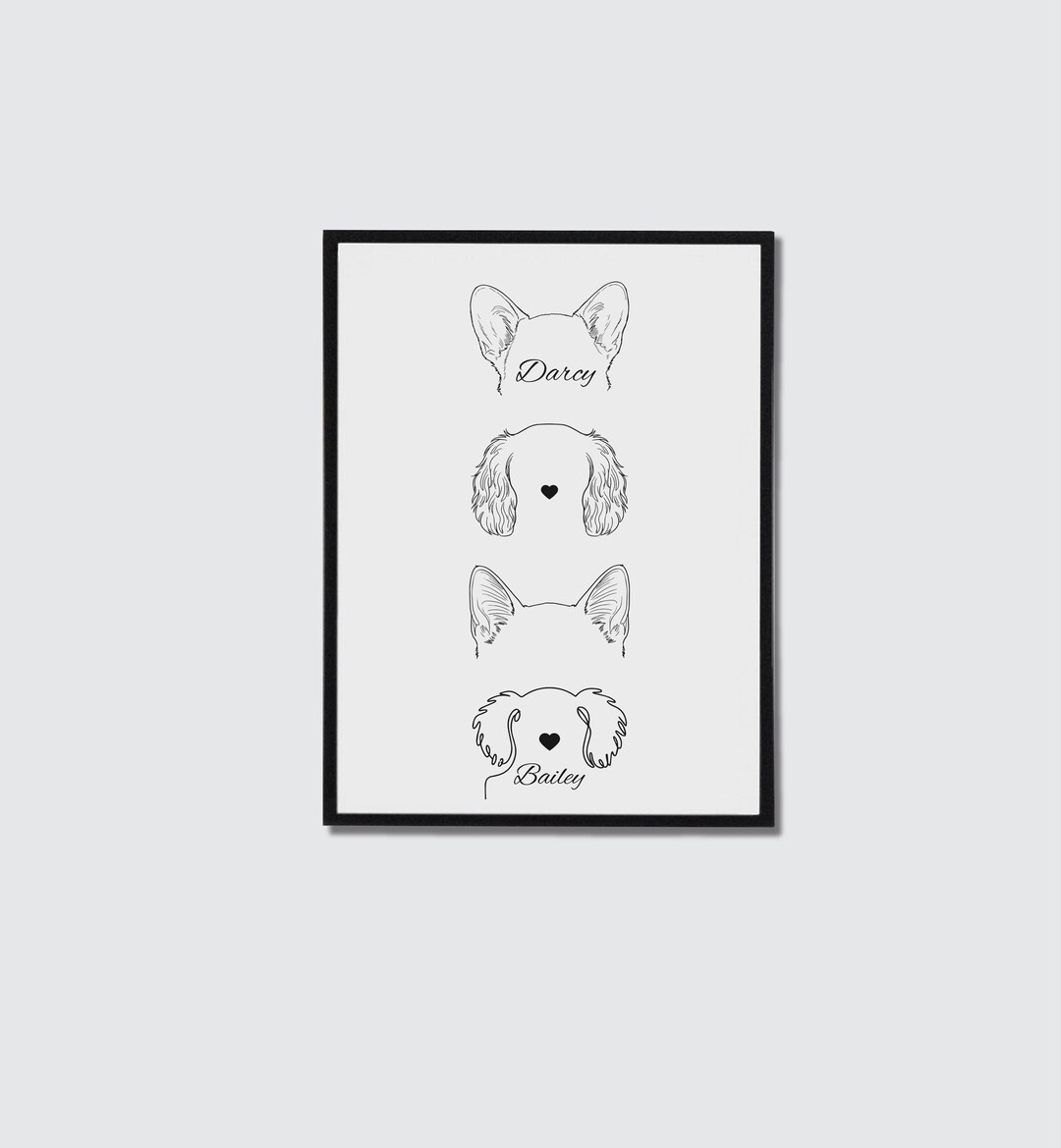 Custom Dog Ears, Custom Dog Ear Sign, Pet Loss Gift, Dog Ear Portrait ...