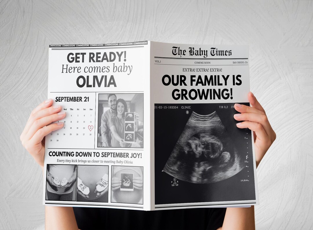 Newspaper Baby Announcement Template, Pregnancy Announcement Newspaper ...