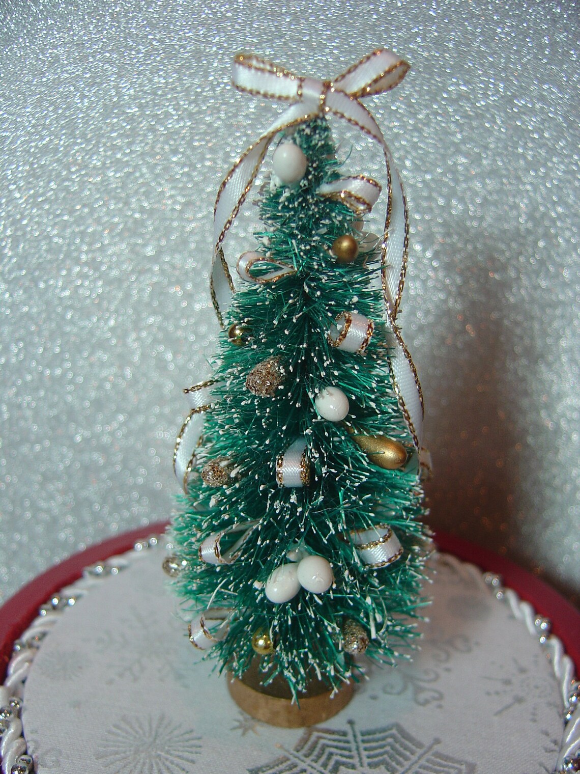 Dollhouse Miniature Christmas Tree 2" Decorated Table Top Quarter Scale ...