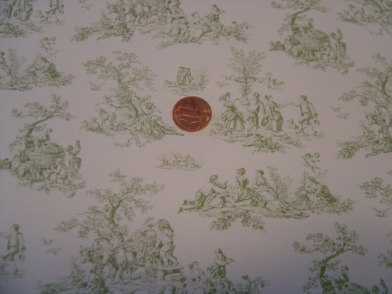 Dollhouse Green Toile Wallpaper miniature 1:12 scale | Etsy