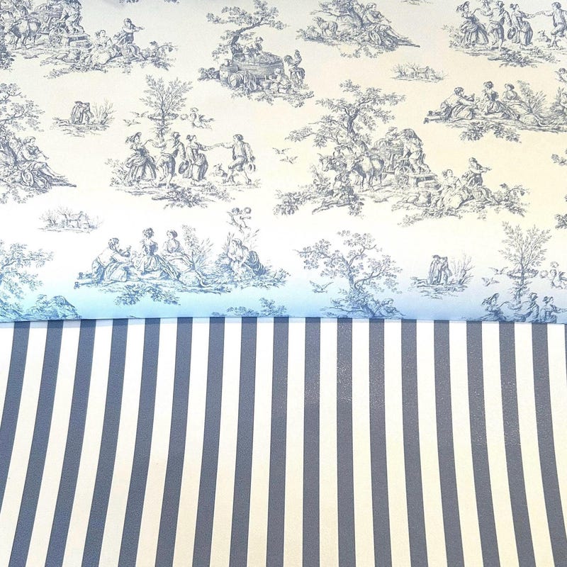 Blue Toile Wallpaper - Etsy