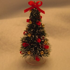 Dollhouse Miniature Christmas Tree 2" Decorated Table Top Quarter Scale ...