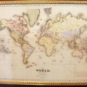 Miniature Dollhouse Framed World Map Print Picture One Inch Scale 1:12 ...
