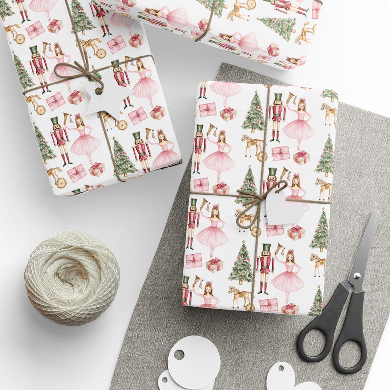 Nutcracker Ballet Christmas Gift Wrap, Holiday Gift Wrap, Festive Xmas ...