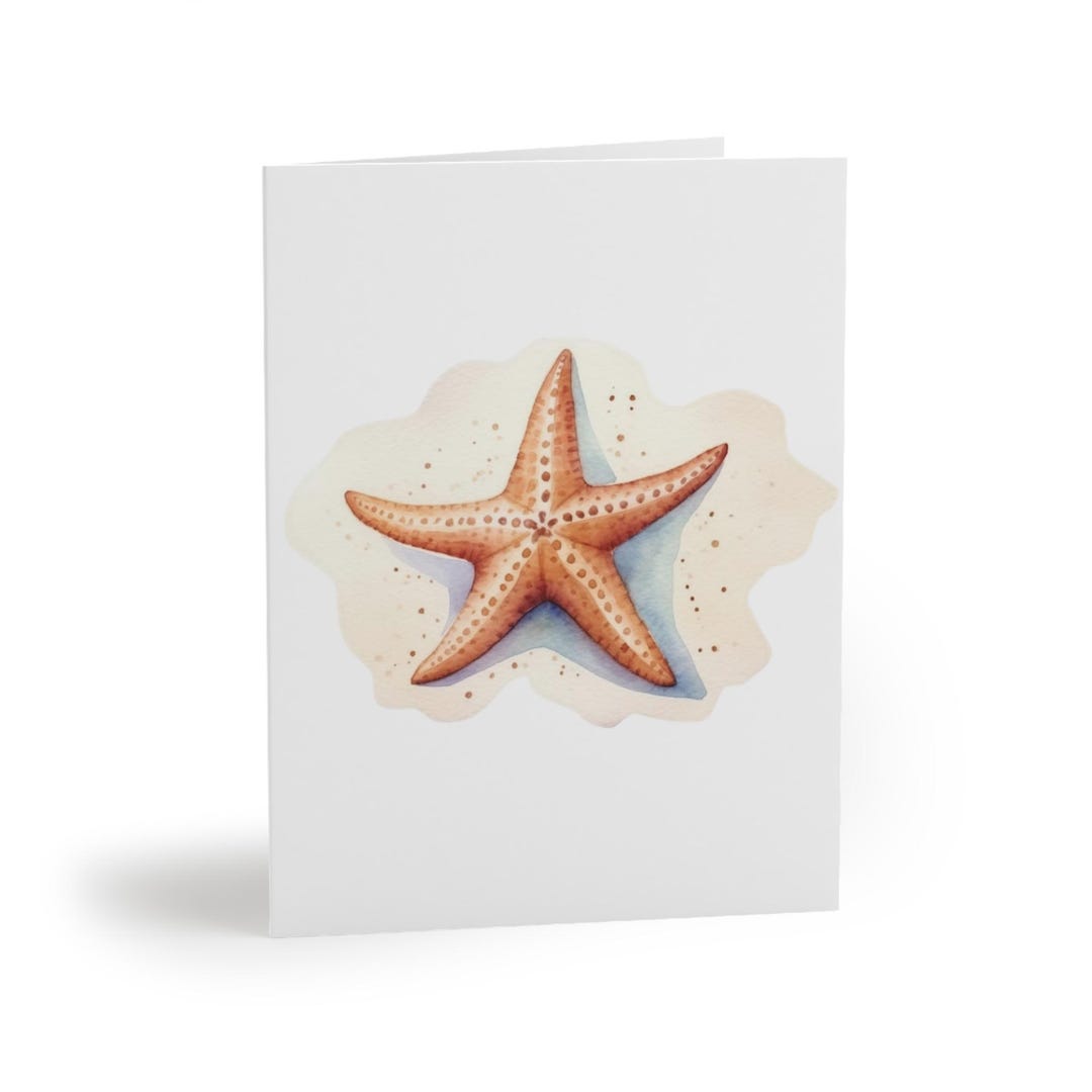 Starfish Watercolor Greeting Cards, Blank Note Cards Set Sea Life ...