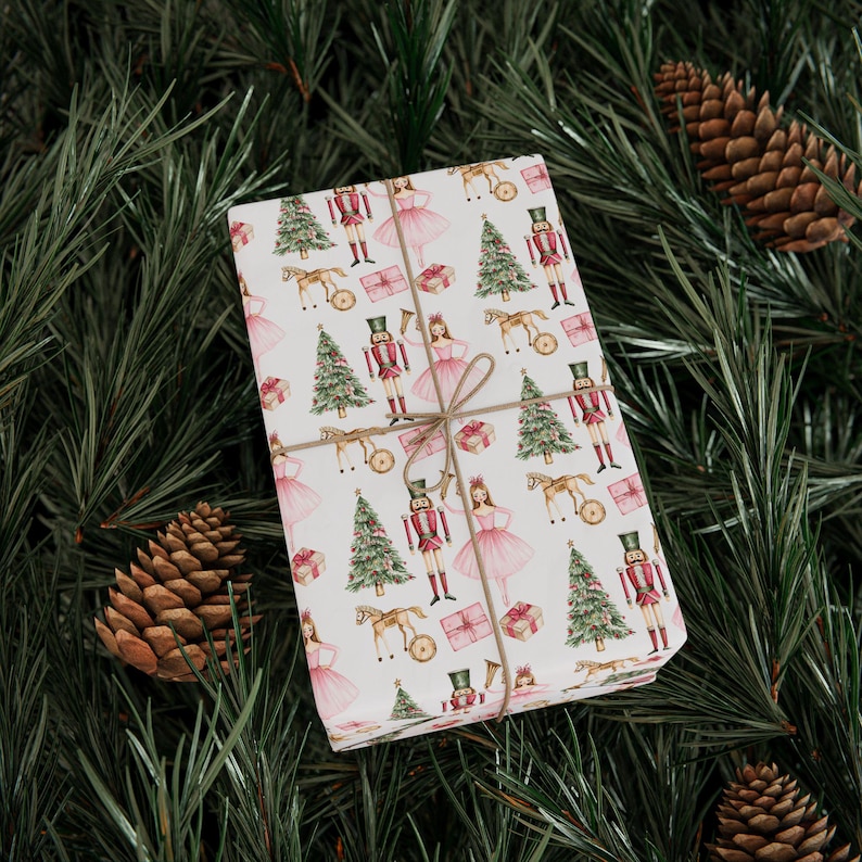 Nutcracker Ballet Christmas Gift Wrap, Holiday Gift Wrap, Festive Xmas ...