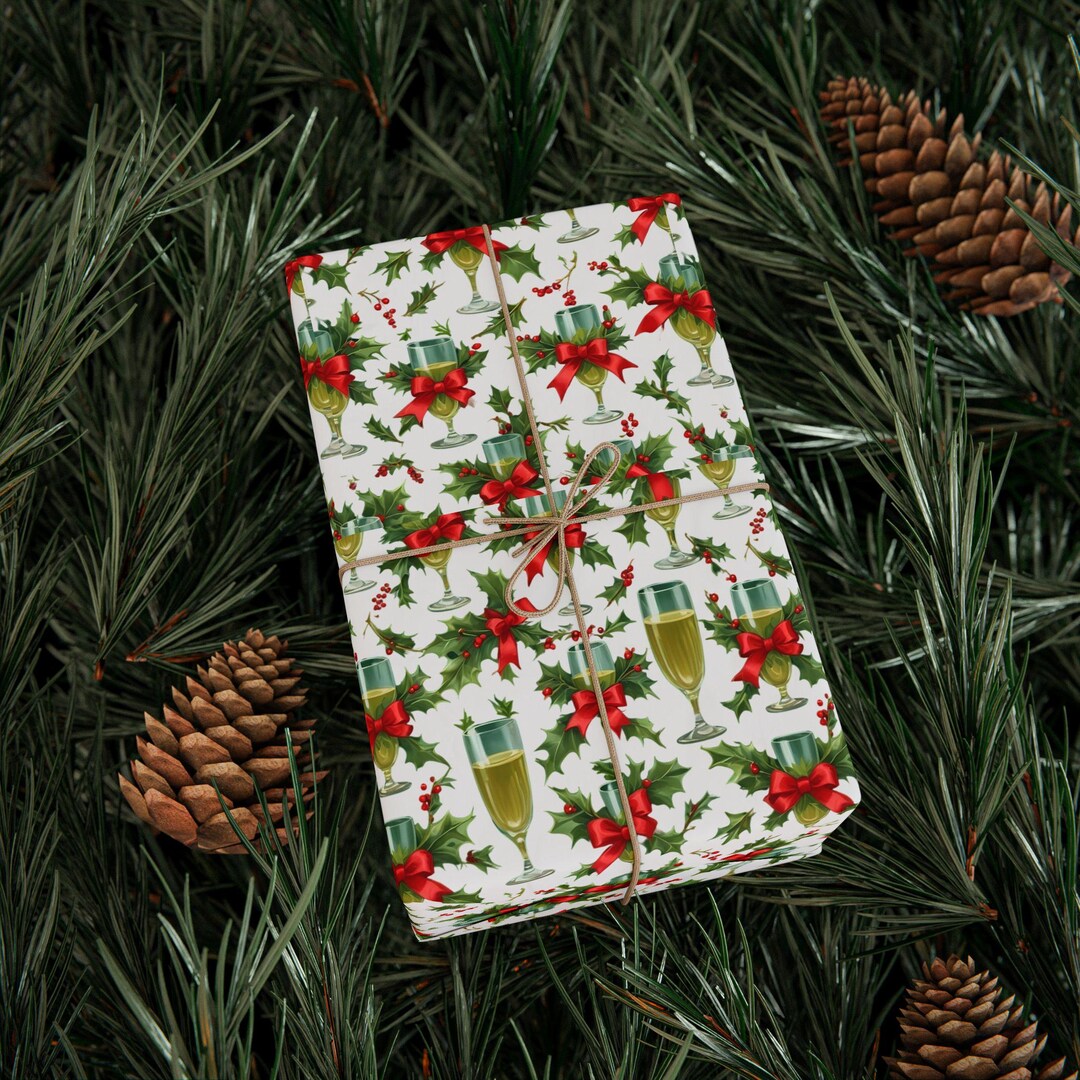 Christmas Champagne Toast Wrapping Paper, Festive Holiday Cards ...