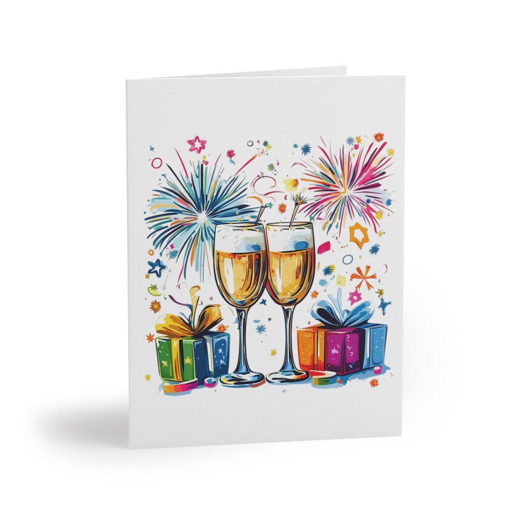 Champagne Toast Cards, Champagne Toast Note Cards Set, Happy New Year ...