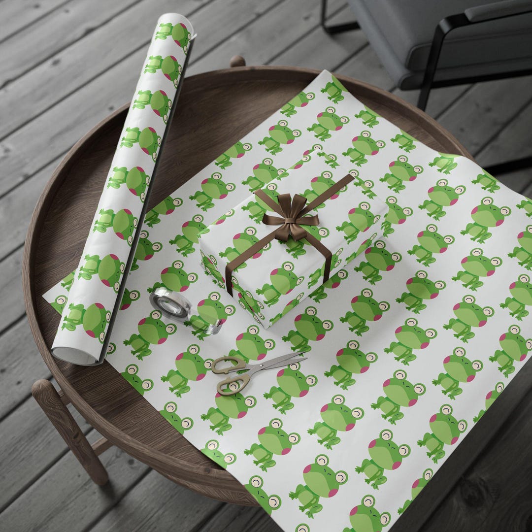 Frog-themed Wrapping Paper, Frog Gift Wrap, Cute Frog Gift Wrap, Fun ...