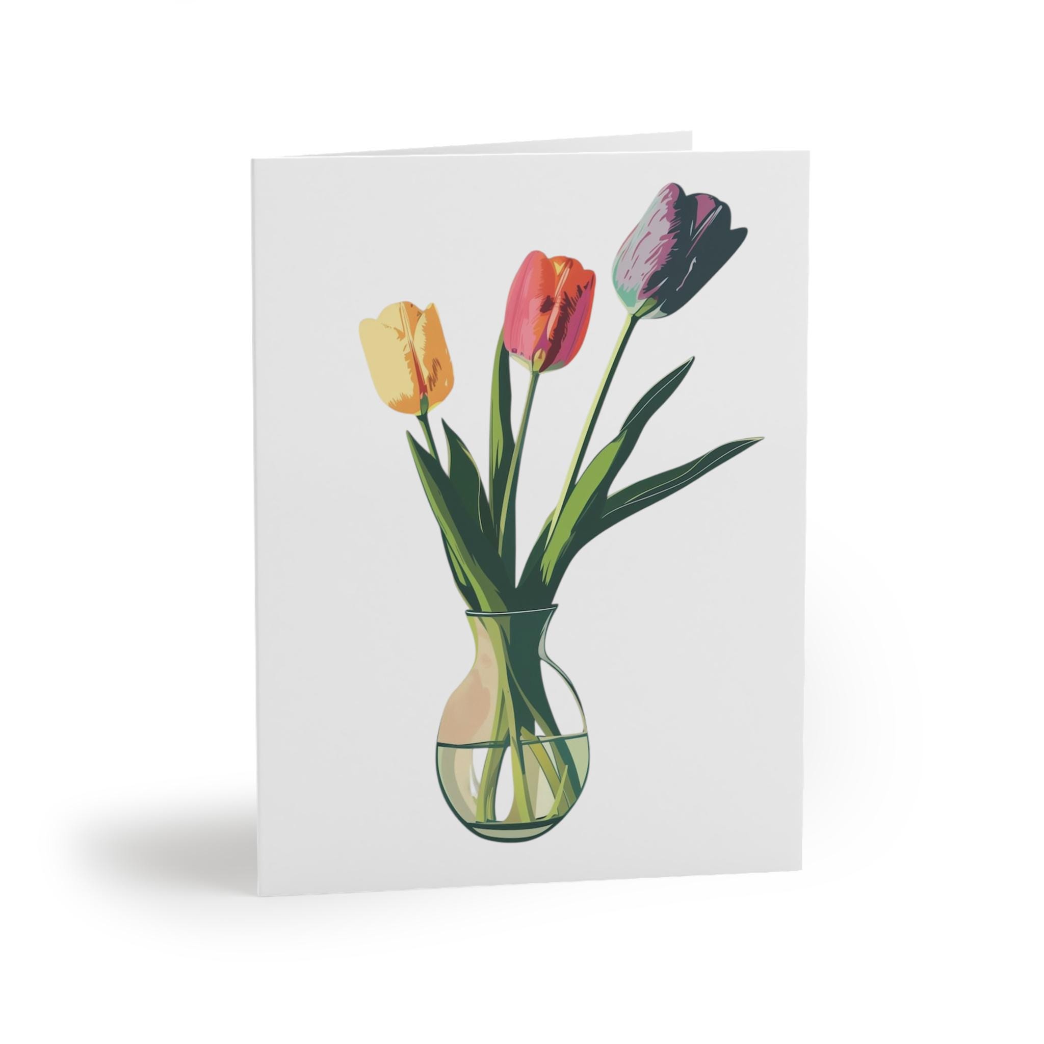 Tulips in Vase Note Card Set, Floral Note Cards, Blank Inside Floral ...