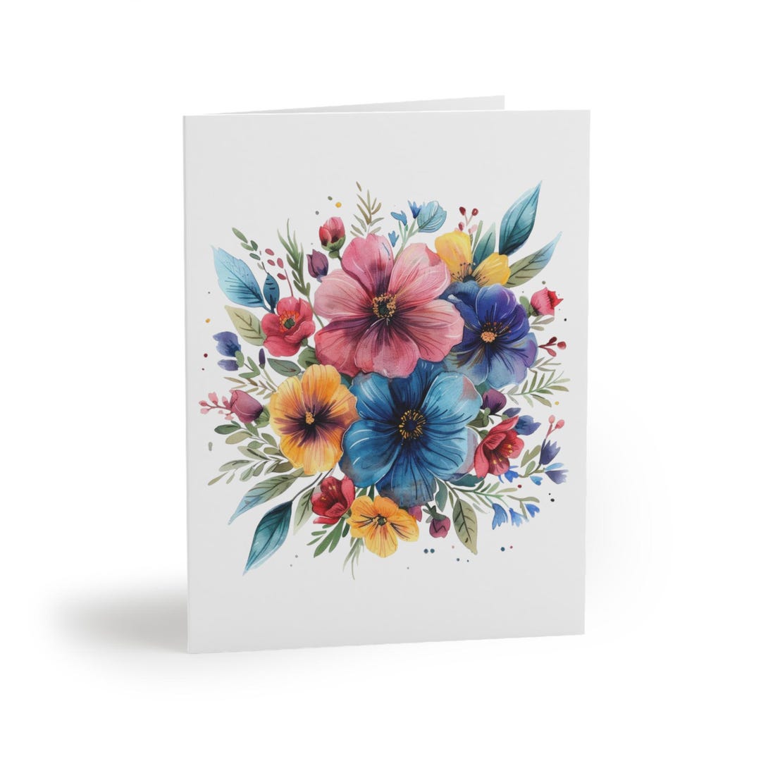 Watercolor Floral Bouquet Note Card Set, Floral Note Cards, Beautiful ...