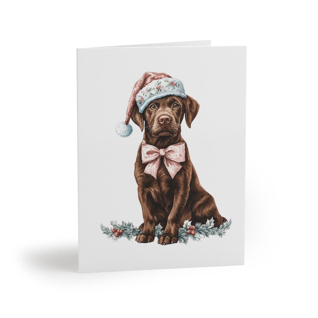 Christmas Chocolate Labrador Greeting Cards, Holiday Card Set, Dog ...