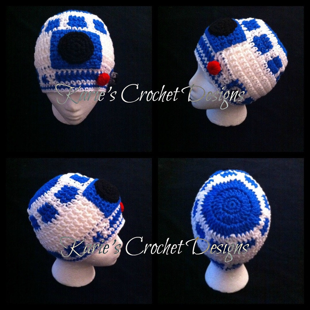 R2-D2 R2D2 WHITE Star Wars Crochet Hat Beanie - Etsy