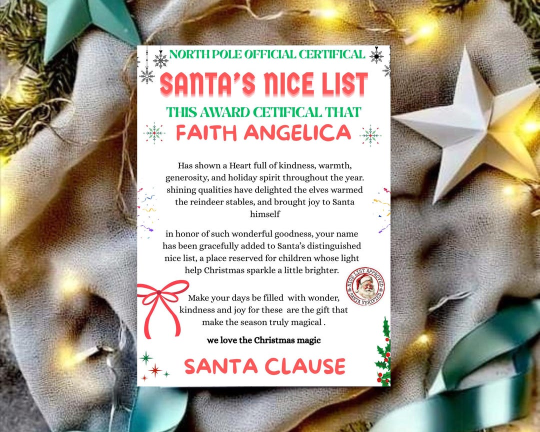 Editable Santa Award Certificate Printable • Christmas Recognition ...