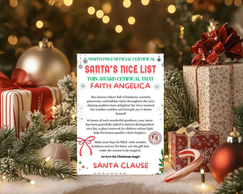 Editable Santa Award Certificate Printable • Christmas Recognition ...