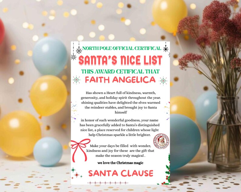 Editable Santa Award Certificate Printable • Christmas Recognition ...