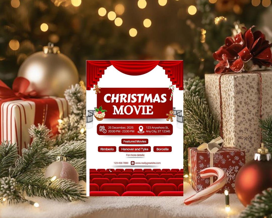 Editable Christmas Movie Invitation Printable • Holiday Movie Invite ...